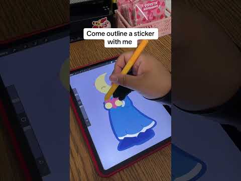 Outlining a luna sticker #art #procreate #stickerart #smallbiz #stickers