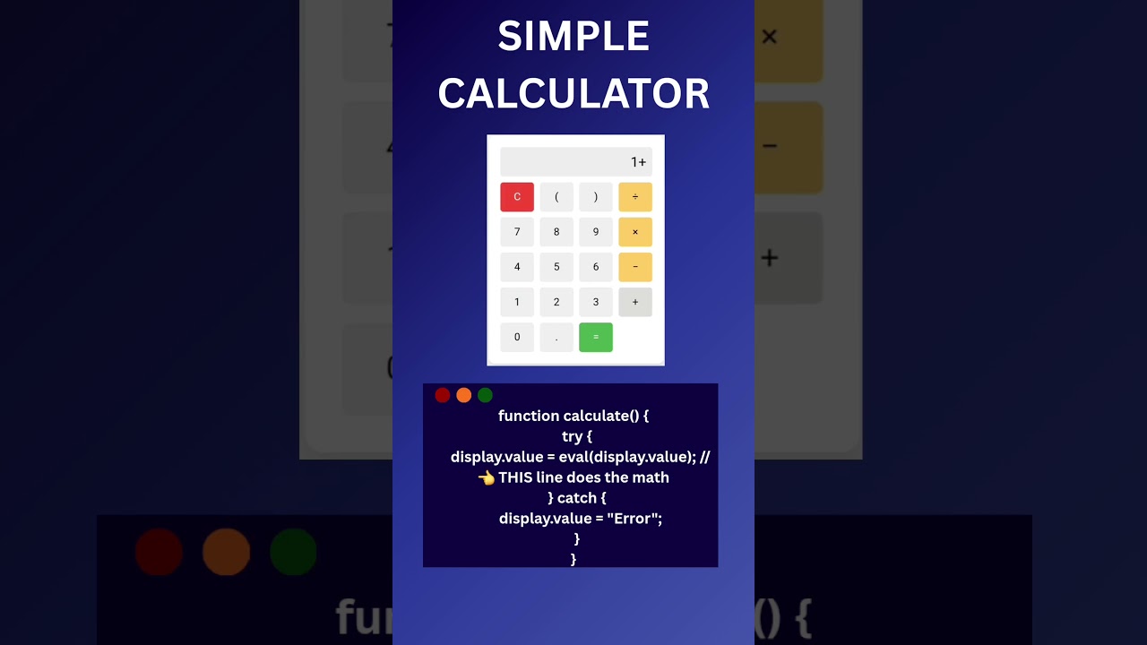🧮 Create a Simple Calculator using HTML html #css #javascript #calculator #webdevelopment #coding