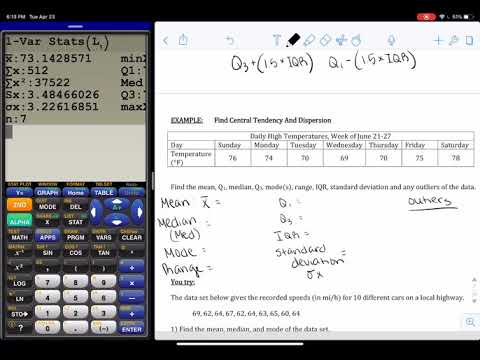 Calculating mean/median/range/mode/Q1/Q3/IQR and standard deviation using a calculator