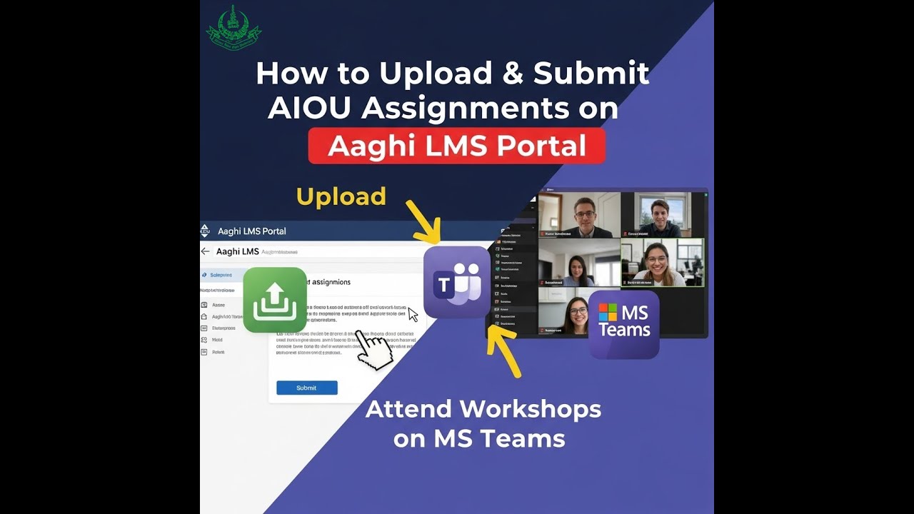 How to Upload and Submit AIOU Assignments on Aaghi LMS Portal 2024 | Attend Workshops on MS Teams