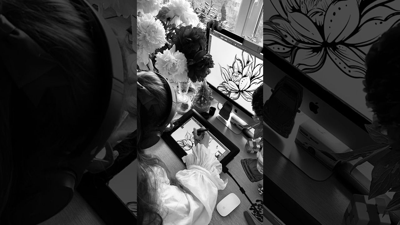 Digital peonies drawing process #illustration#adobeillustrator#vectorart#peony#design