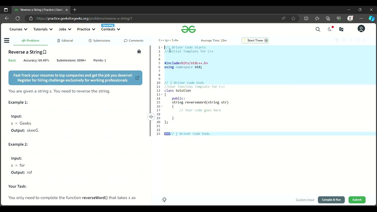 Reverse a String Using Stack Practice