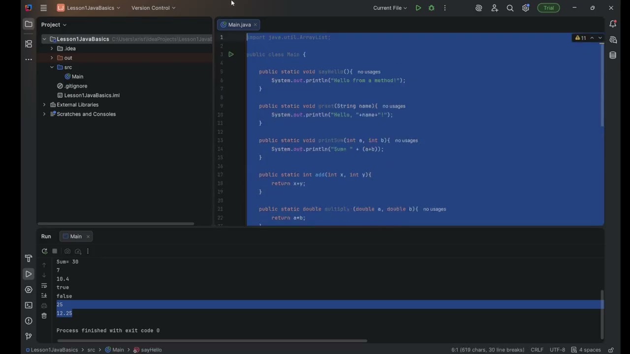 Java Lesson 8 – Methods Explained (Parameters, Return Values, Overloading)