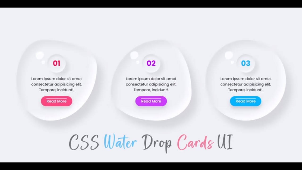 CSS Water Drop Cards UI with Hover Effects