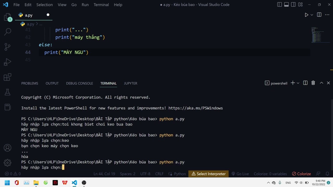 Python Stuff | Lập trình game kéo búa bao bằng PYTHON