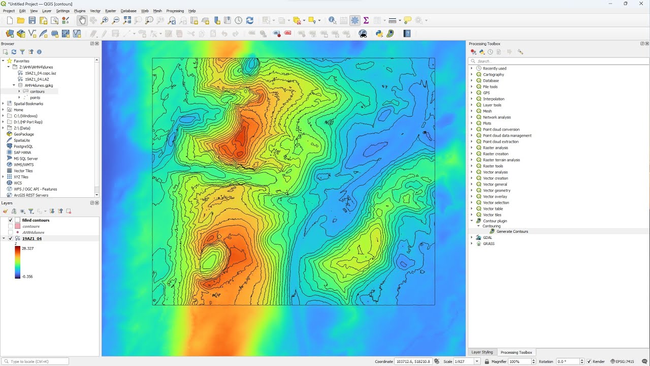 Create Contours from Point Clouds in QGIS