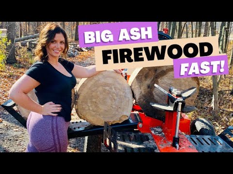 All Wood Log Splitter Splitting Big Rounds FAST W/6Way #93