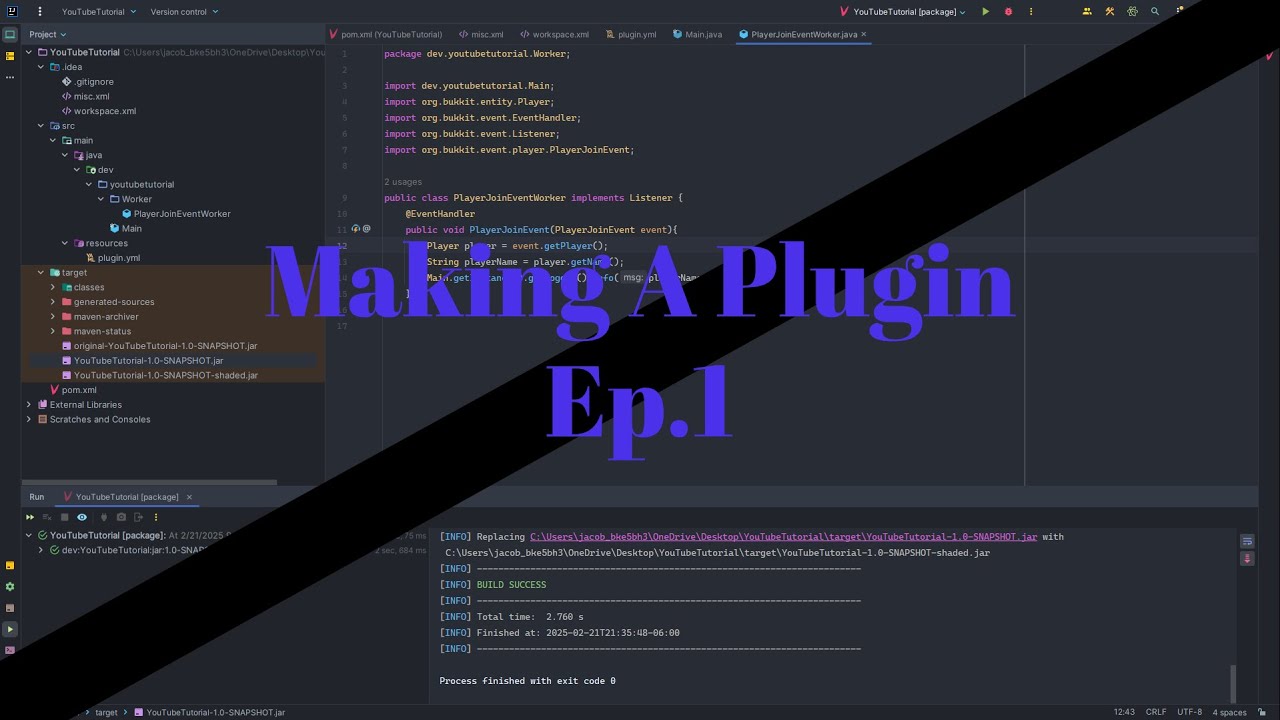 Java Minecraft Plugin Tutorial (Ep.1)