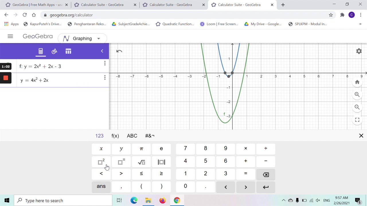 Use geogebra to plot graph