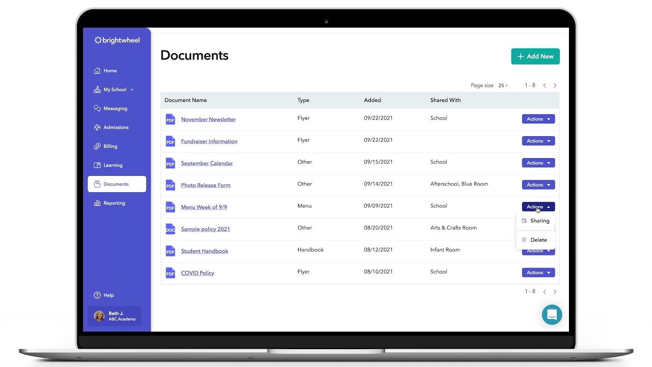 Brightwheel: Document Hub