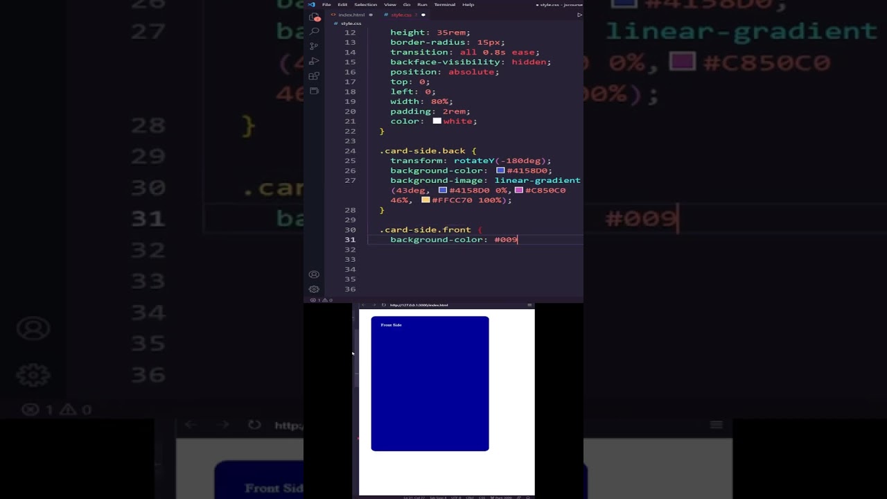 html css card flip on hover design #shorts
