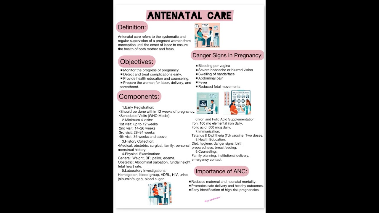 AnteNatal Care🫶 #medical #nurseeducator #studyvideo