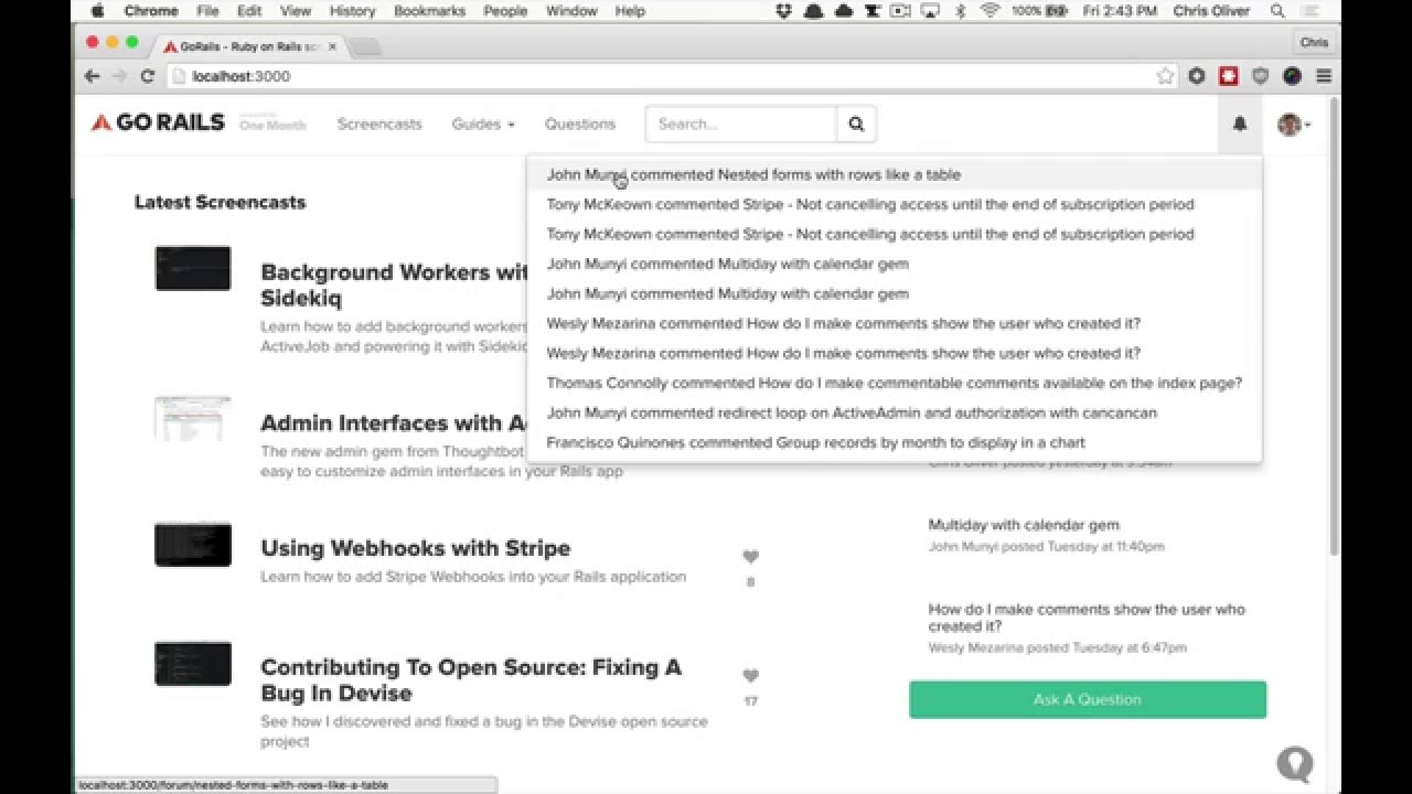 In-App Navbar Notifications