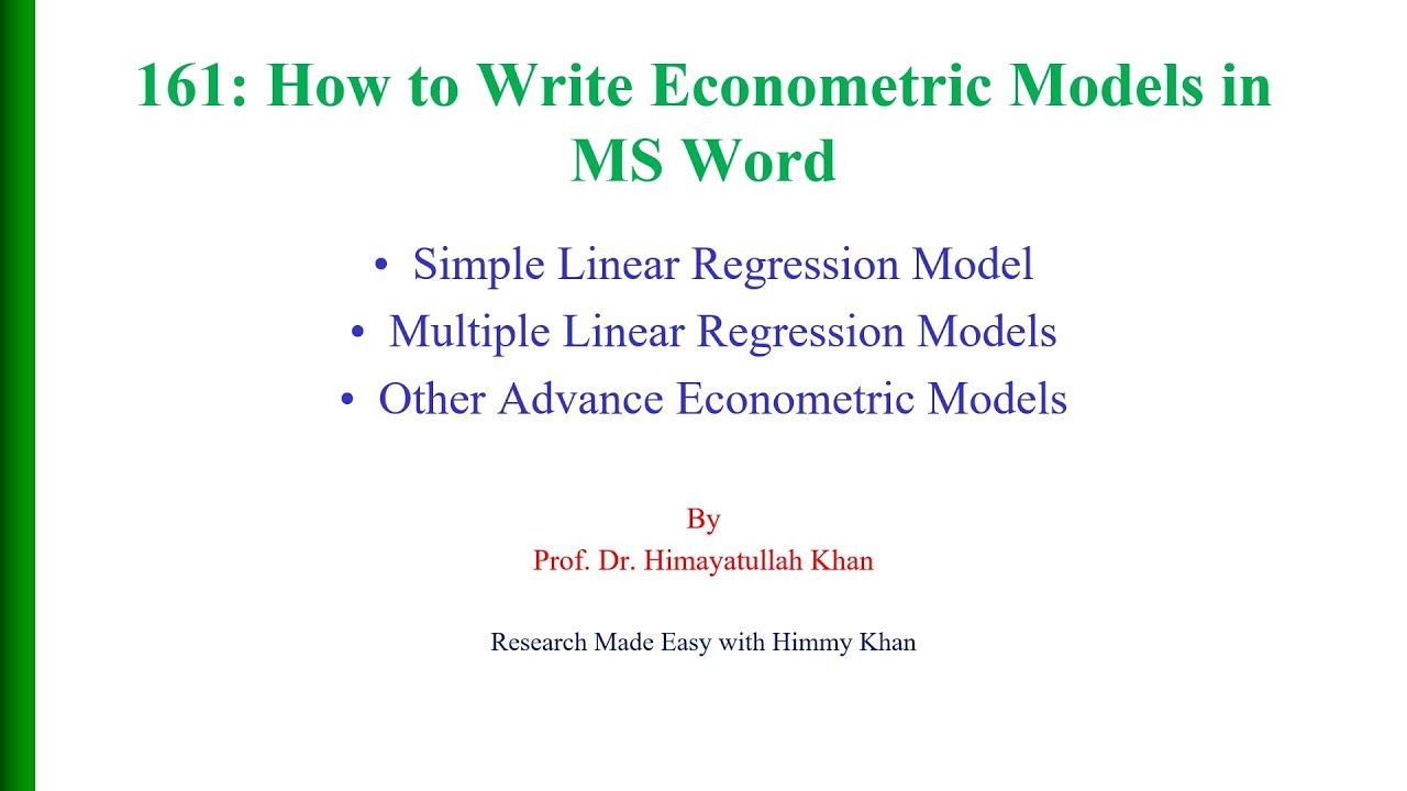 161 How to Write Econometric Models in MS Word