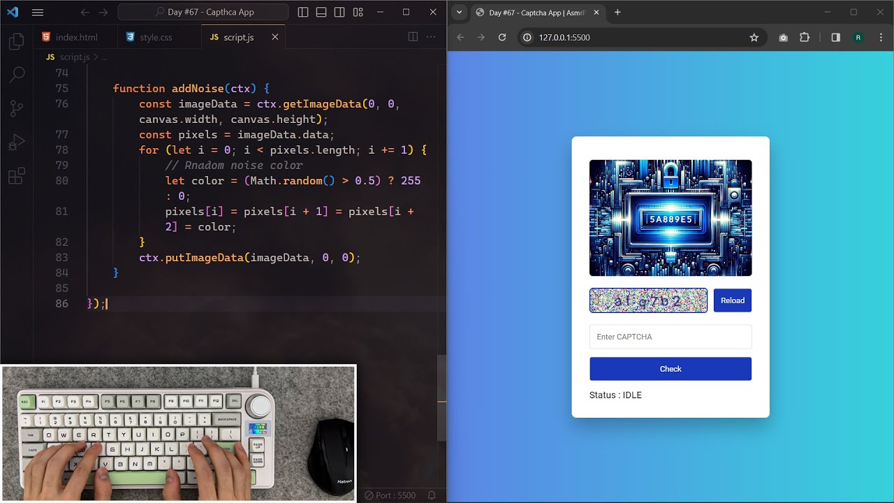 ASMR Programming - Captcha App in JavaScript - No Talking