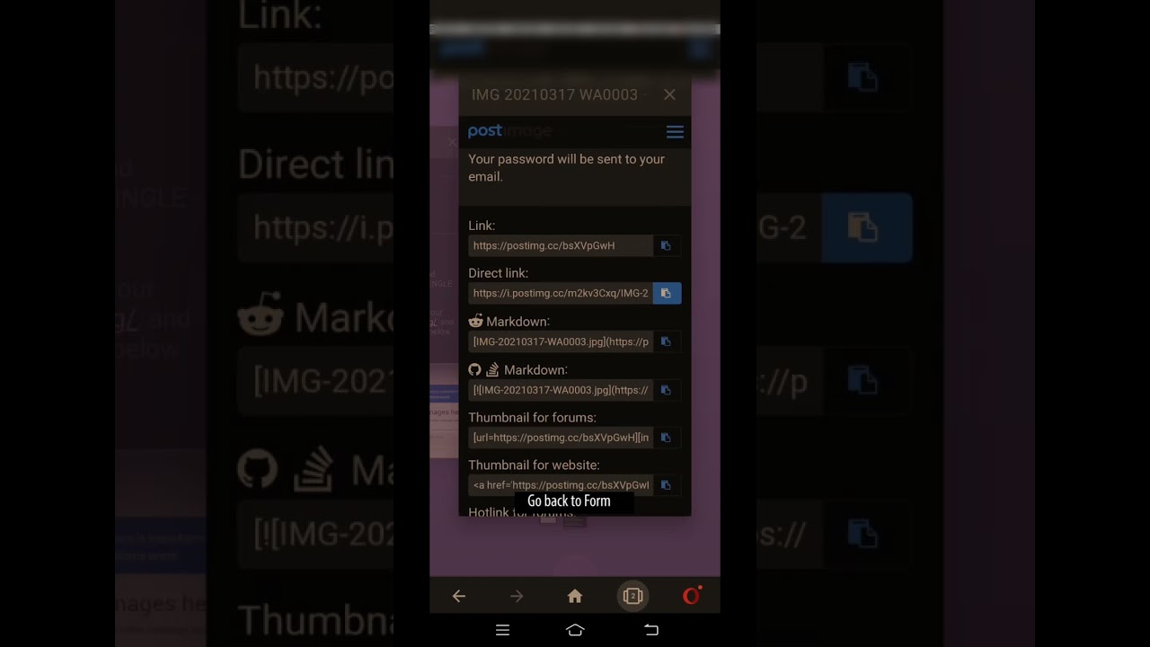 Single image upload and share via mobile
