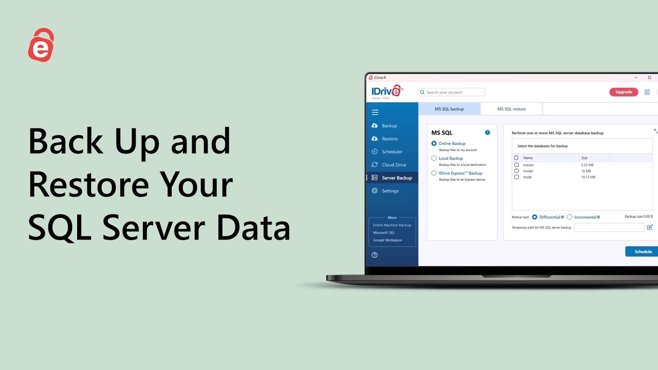 How to Back Up and Restore Your SQL Server Data | IDrive Server Application