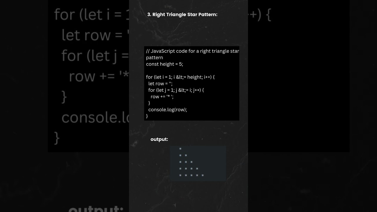 Top 30 Star Pattern Programs in JavaScript with Examples