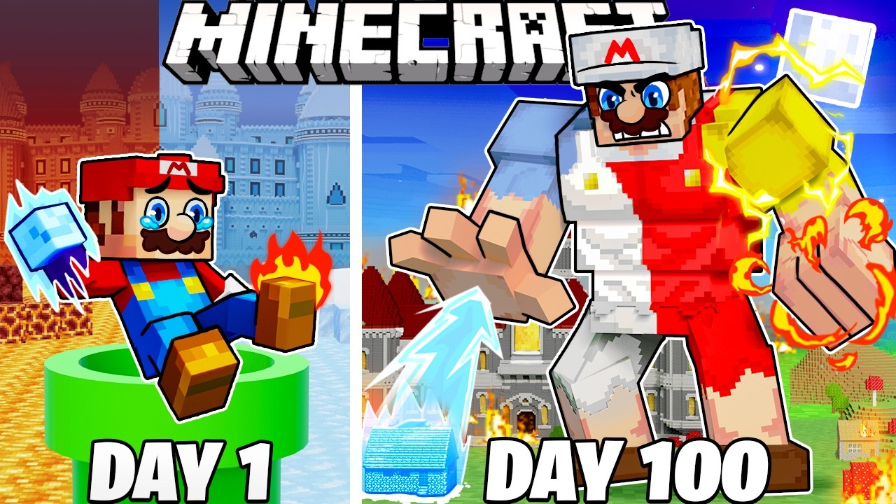 I Survived 100 Days as ELEMENTAL MARIO in Minecraft!