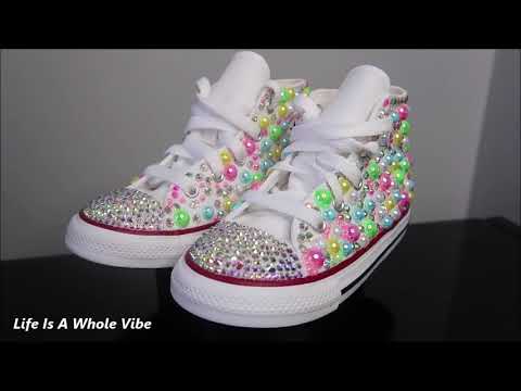 DIY KIDS RHINESTONE & PEARL BLING CONVERSE SHOES- HOW TO ADD EMBELLISHMENTS TO YOUR KIDS SHOES