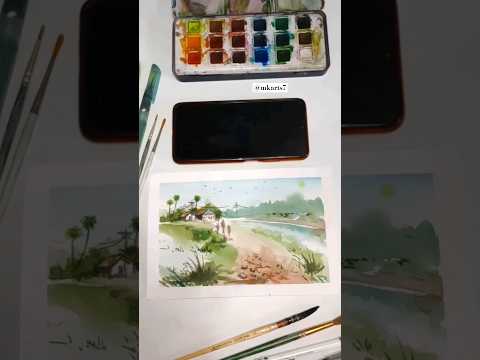 water colouring painting 🎨#shorts #watercolor #art #youtubeshorts #painting