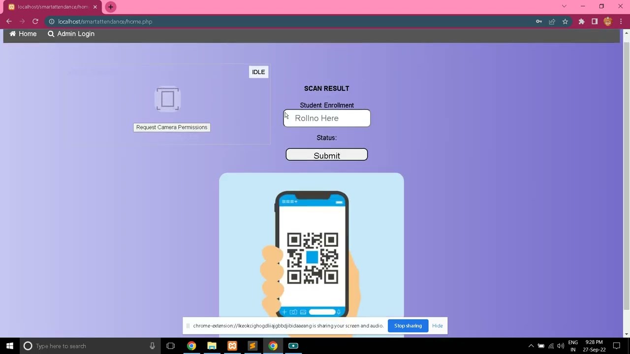 Smart Attendance System Project in HTML, CSS, JAVASCRIPT and PHP