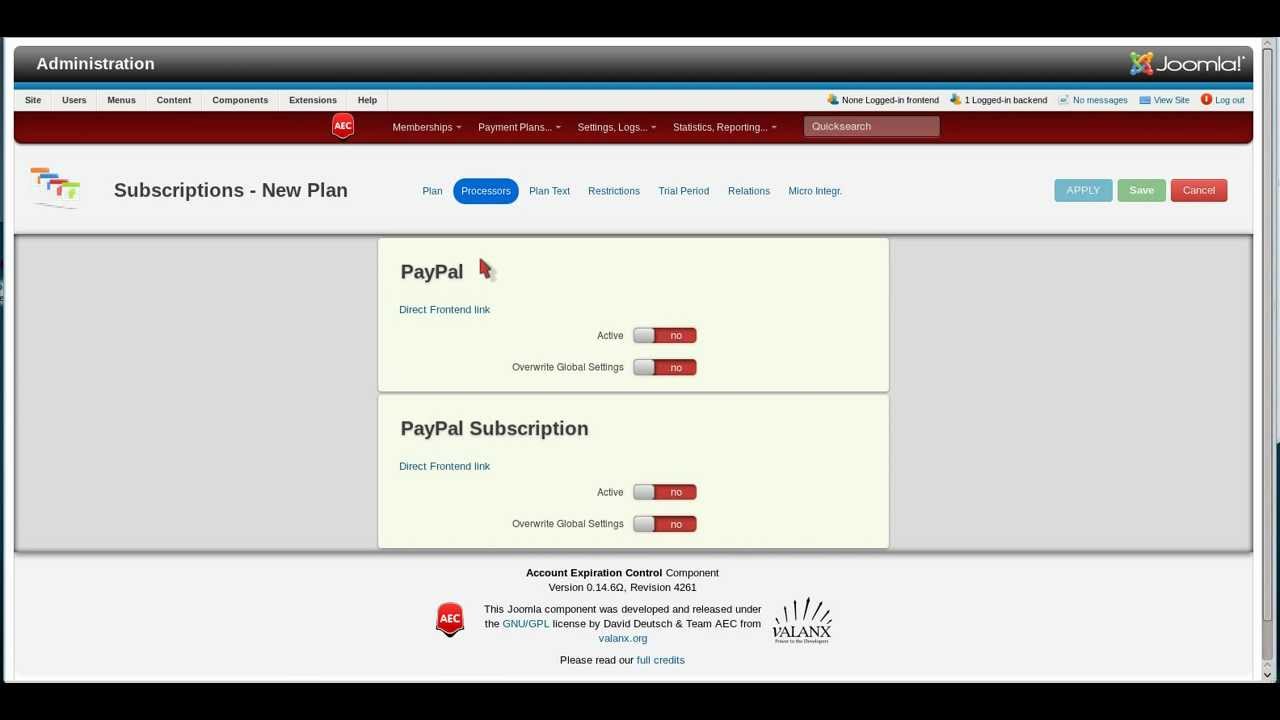 AEC Plan Settings Part 2 - Processor Tab