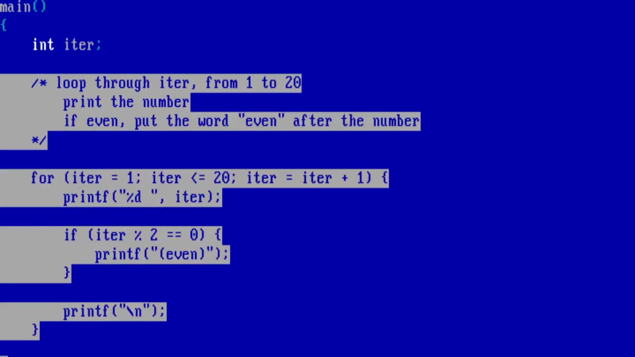 Writing FreeDOS programs in C (flow control) [bonus video]