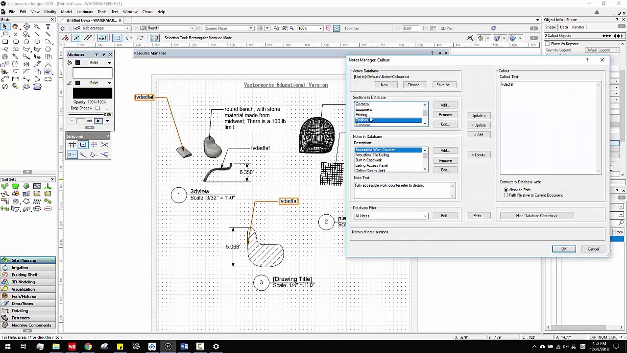 Vectorworks Tutorial Basic 7: Labeling using Callout Tool (time saver)