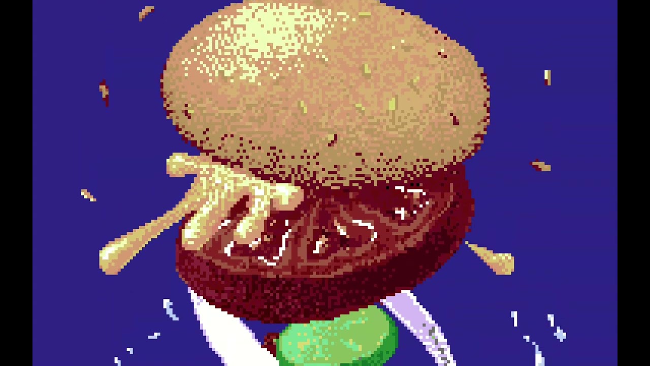 Four-Byte Burger demo for X65 microcomputer