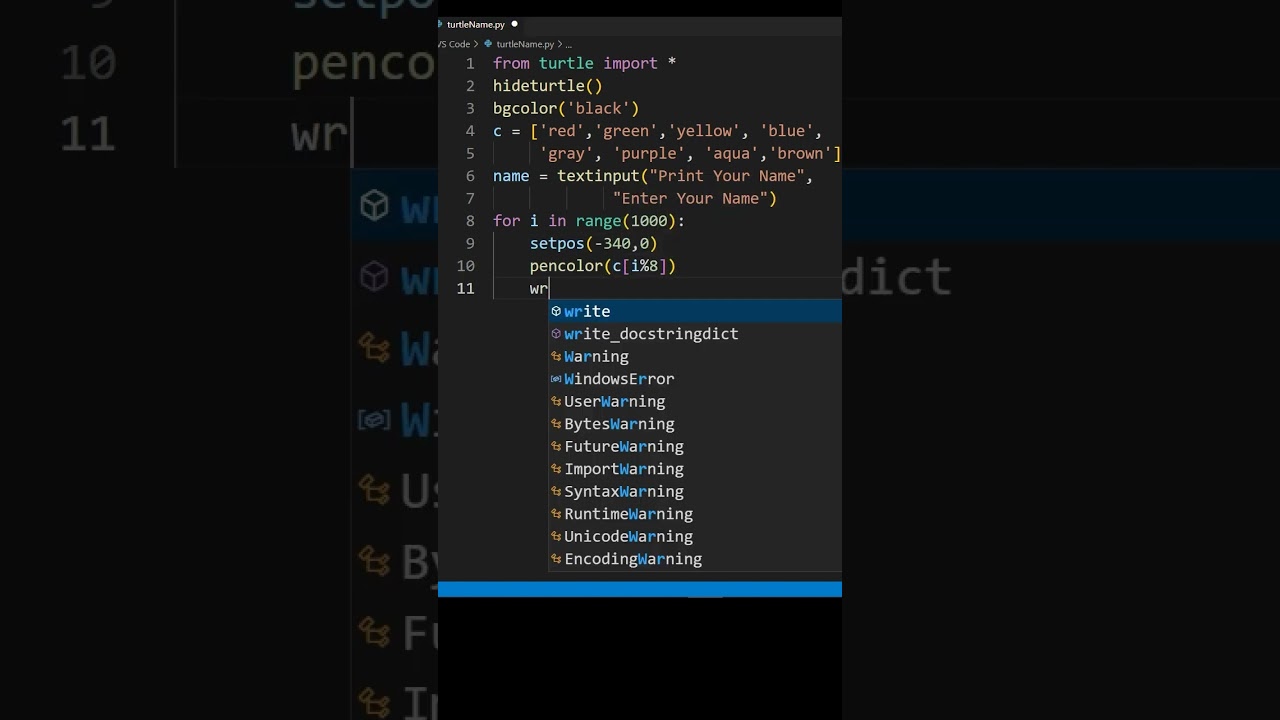 Print Your Name in Colors with Python Turtle #shorts #python
