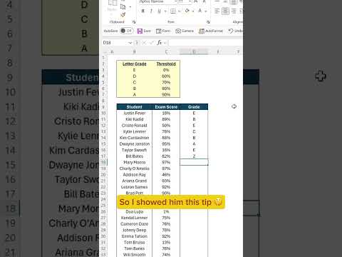 How to grade hundreds of exam scores with this Excel function. 👀 #excel #tutorial #exceltips