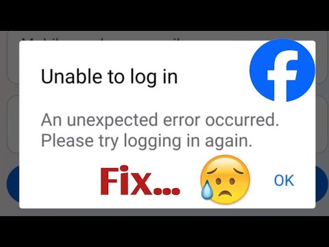 Problème de connexion à Facebook | Une erreur inattendue s'est produite. Veuillez réessayer