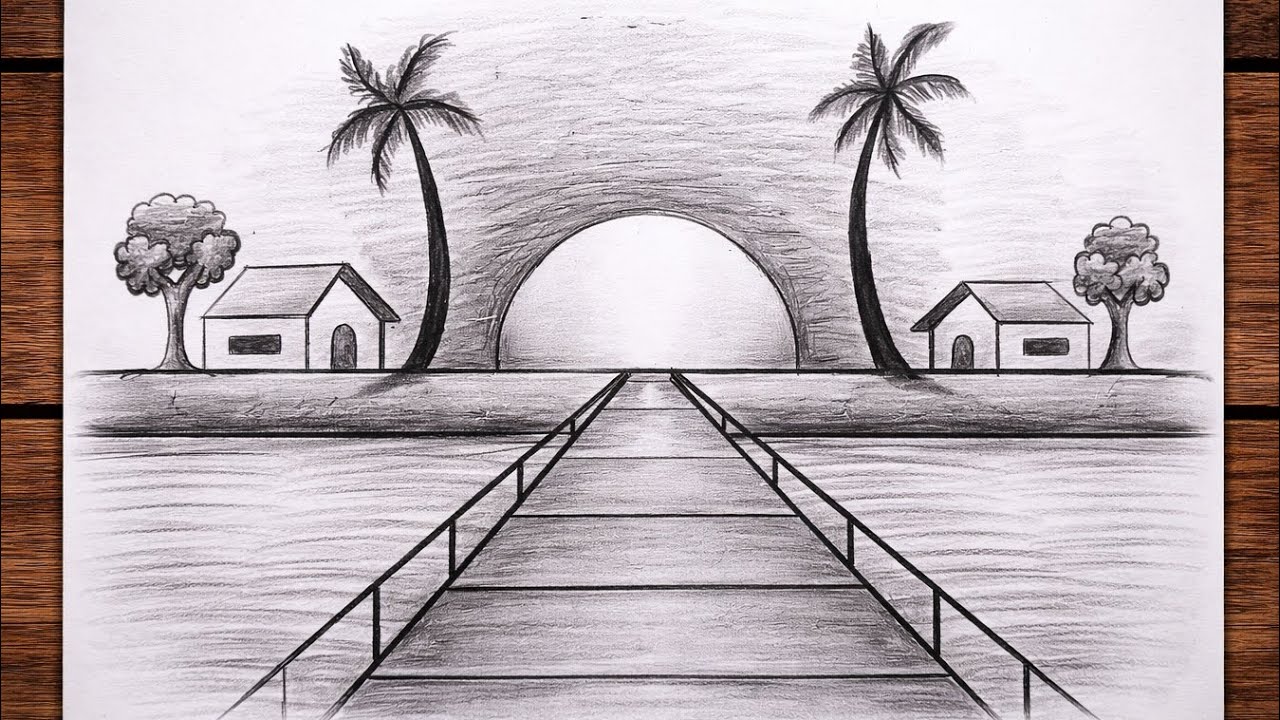 How to Draw Easy Sunset Scenery with Pencil | Simple Landscape Drawing for Beginners