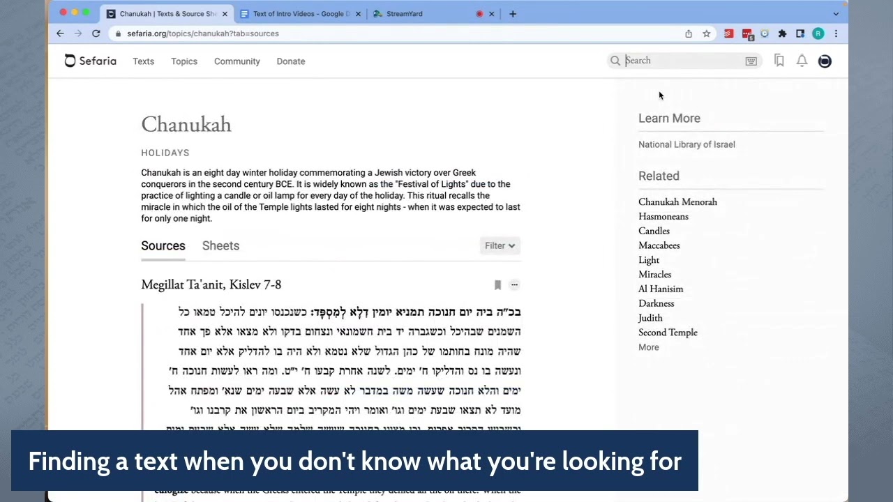 Sefaria 101 -  Finding Unknown Texts