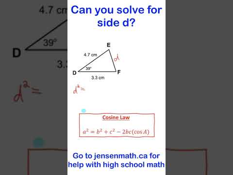 #shorts ⚡ Cosine Law for Sides | jensenmath.ca