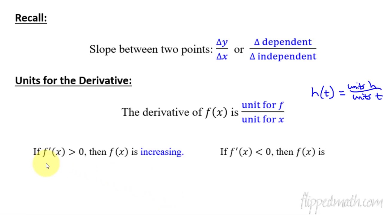 Calculus AB/BC – 4.1 Interpreting the Meaning of the Derivative in Context