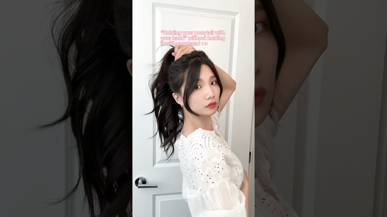How to achieve “hand held ponytail” look with this hair tie hack #hairstyle #hairtutorial