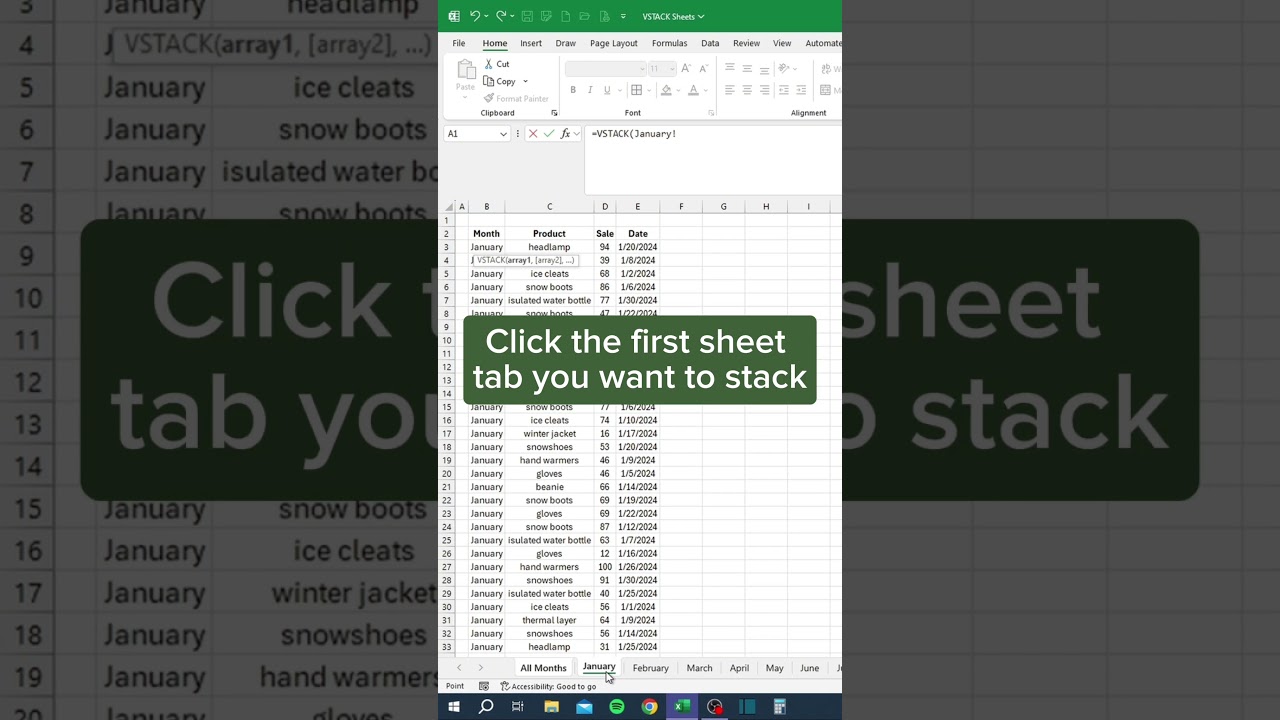 VSTACK Sheets in Excel‼️ #excel