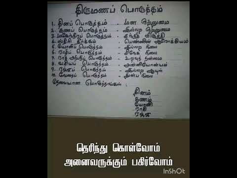 திருமண பொருத்தம் தெரிந்து கொள்வோம்!!!#shorts #shortsfeed