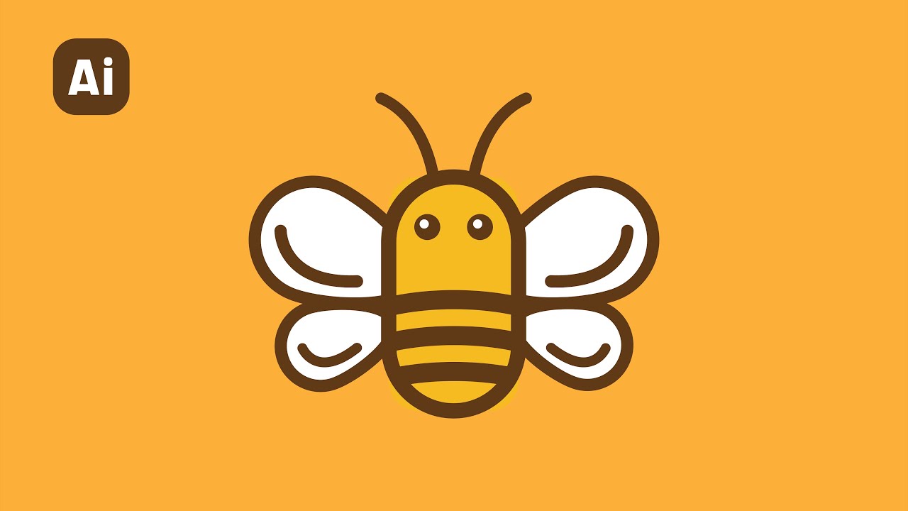 Cute Bee Design in Adobe Illustrator