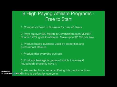 High Paying Affiliate Programs - Free To Start