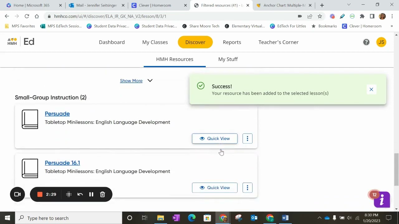 HMH Ed / Building Lessons and Assigning Content
