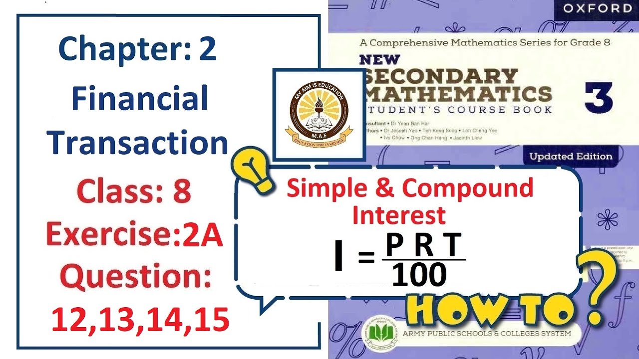 Exercise 2A Question 12, 13, 14, 15 – (Compound interest)  Complete solution – APS Math Class 8.