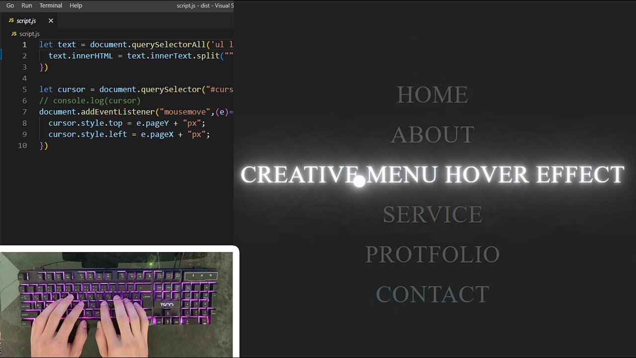 ASMR Programming - Creative Menu Hover Effects Tutorial with HTML, CSS & JavaScript