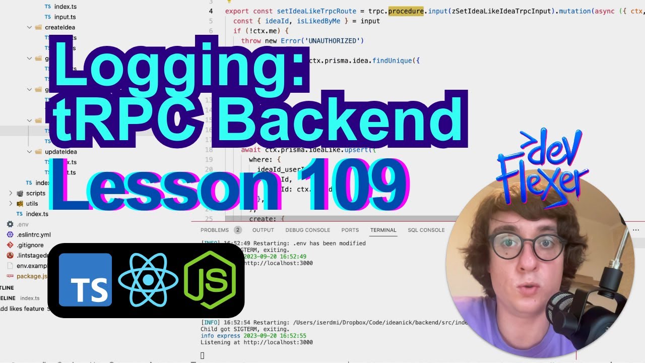 Lesson 109. Logging: tRPC Backend (TypeScript, Node.js, React)