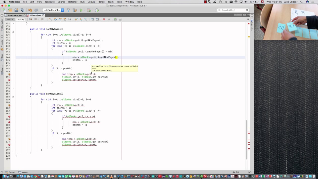 Java for 2GIG - Selection sort applied to objects