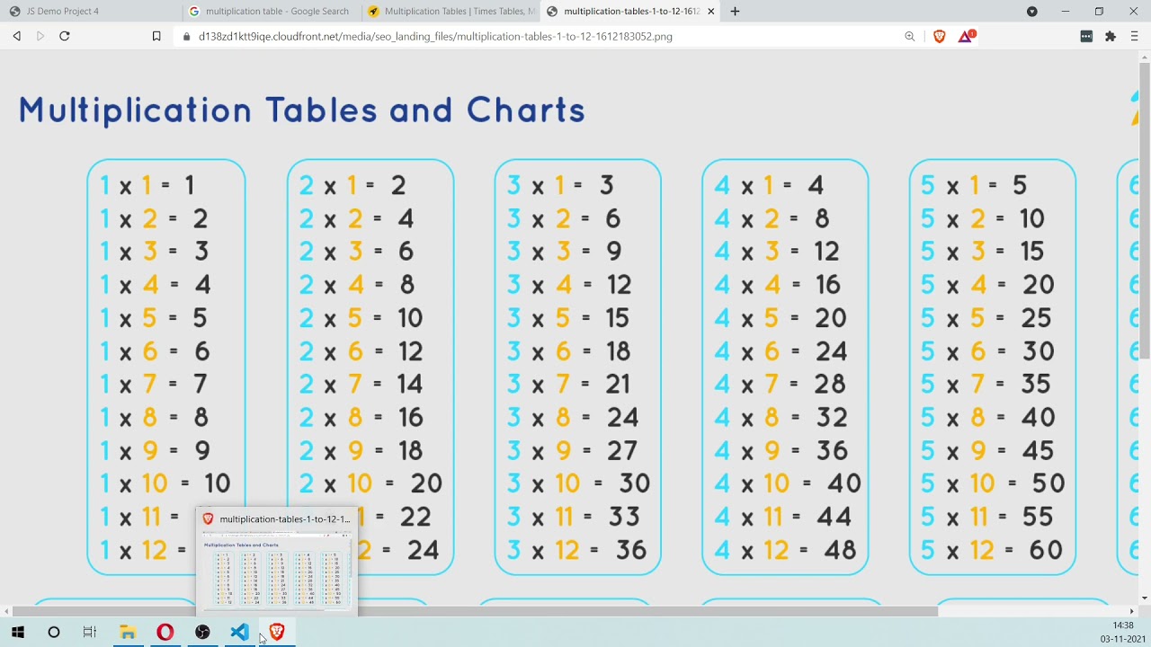 Multiplication Table Generator using JavaScript | JS Demo Project 4 Solution | Learn HTML, CSS, JS