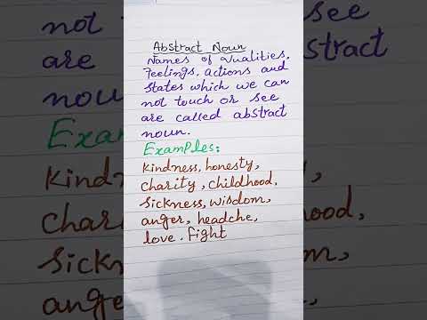 Conceptual definition of Abstract Noun in english /urdu
