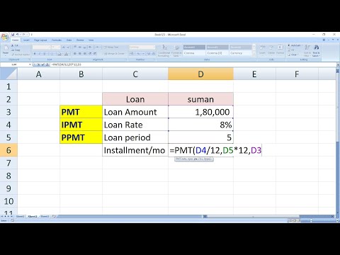 Formula of PMT IPMT PPMT in excel - How to use formula in excel in hindi